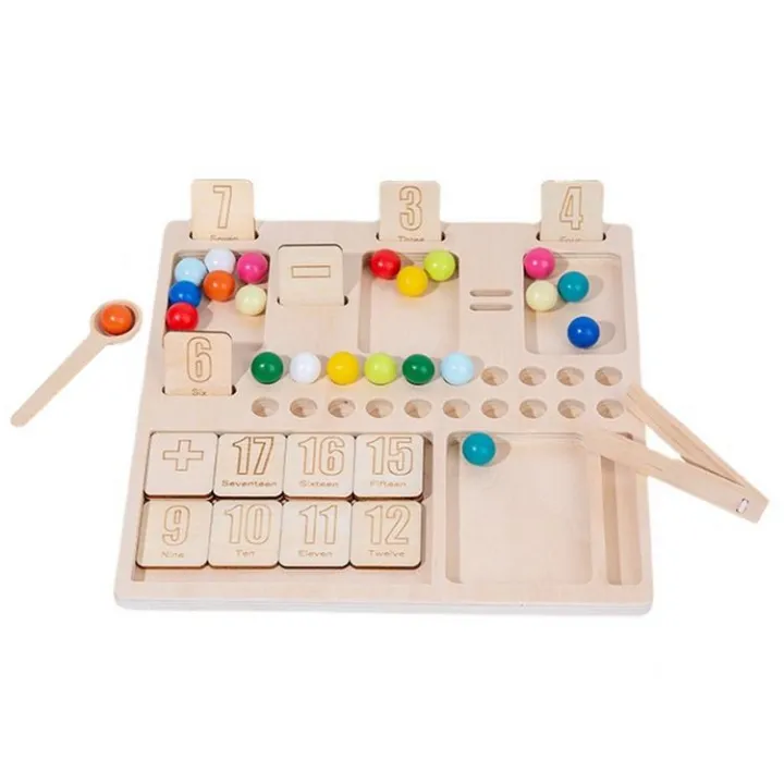 Wooden Bead Board Color Sorting Math Beads Toys For Toddlers Montessori ...