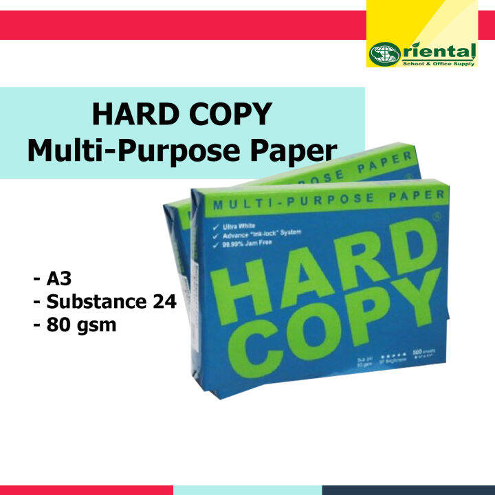 W Hard Copy A3 Substance 24 / 80 gsm - 500 sheets Copy Paper - Ultra ...
