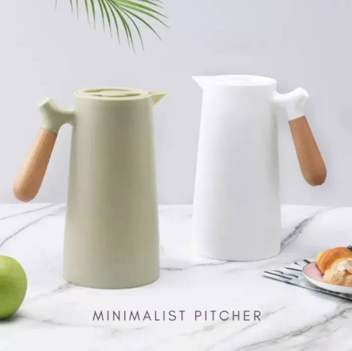 Aesthetic Minimalist 1L Water Jug Pitcher Kettle with Wooden Handle ...