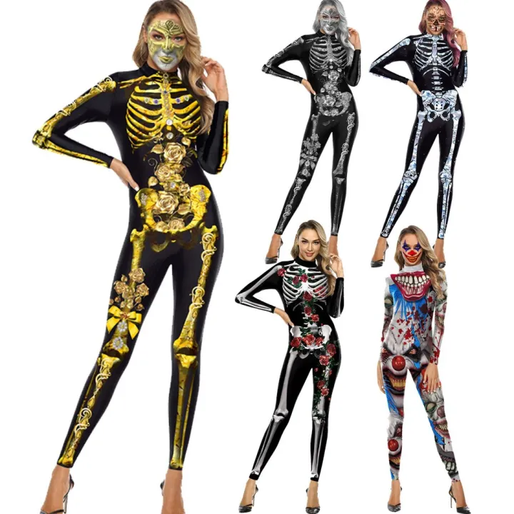 New Sexy Femme Bodysuit Skull Skeletons Cosplay Stage 3D Printed ...