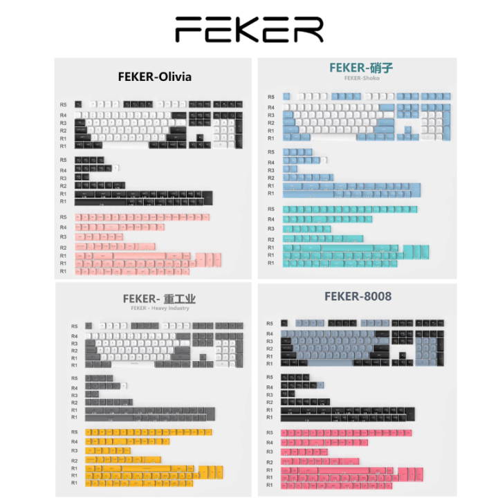 FEKER 226 Keycaps For Mechanical Keyboard PBT Double Shot GMK 8008 ...