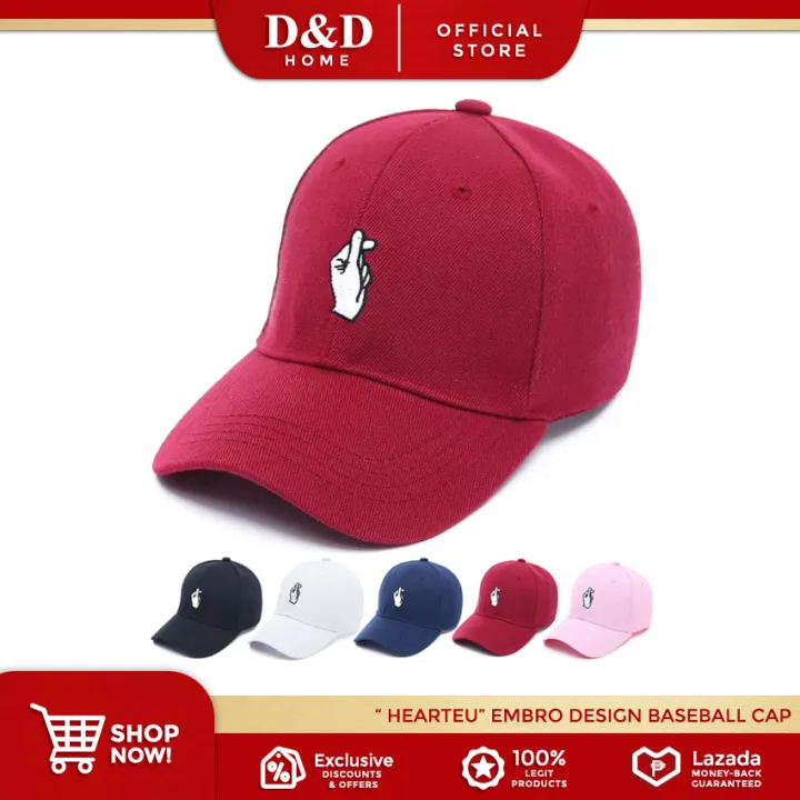 D&D Home | Korean "Hearteu" Finger Heart Design Embro Baseball Cap ...