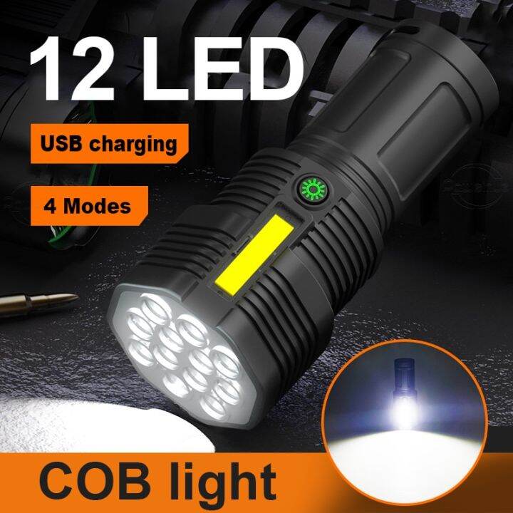 Super Powerful led flashlight 18650 Rechargeable 12 Wick Waterproof ...