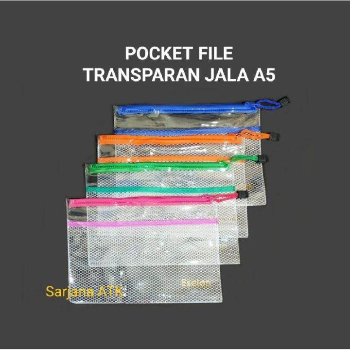 Map Plastik Pocket File Zipper Ukuran A5 Transparan Jala Eselon ...
