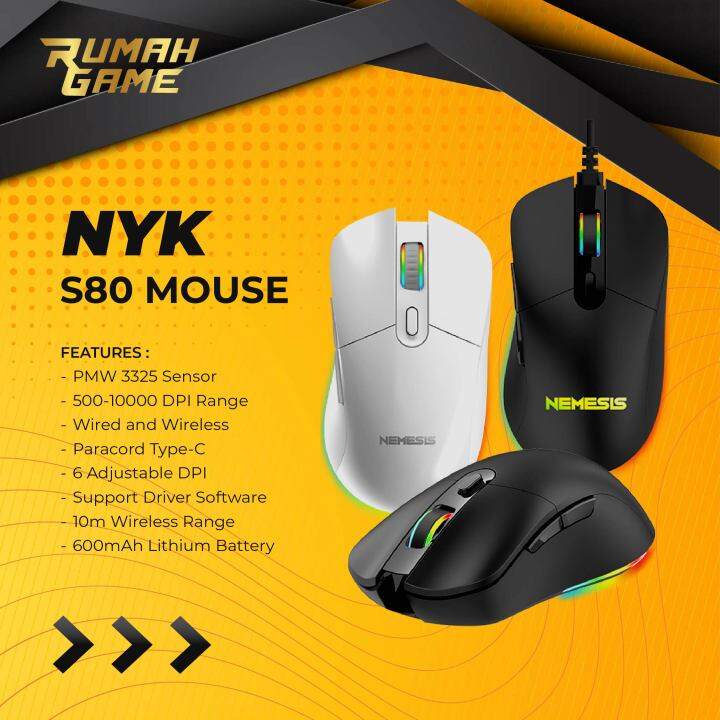 NYK Nemesis Mouse S-80 Dual Mode Wireless Mouse Gaming BlackShark ...