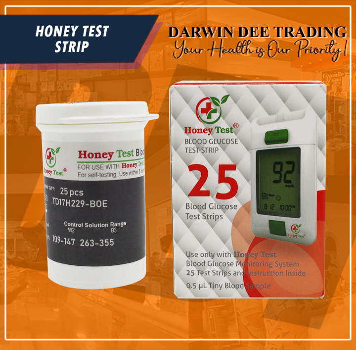 HONEY TEST BLOOD GLUCOSE STRIPS 25PIECES/BOX | Lazada PH
