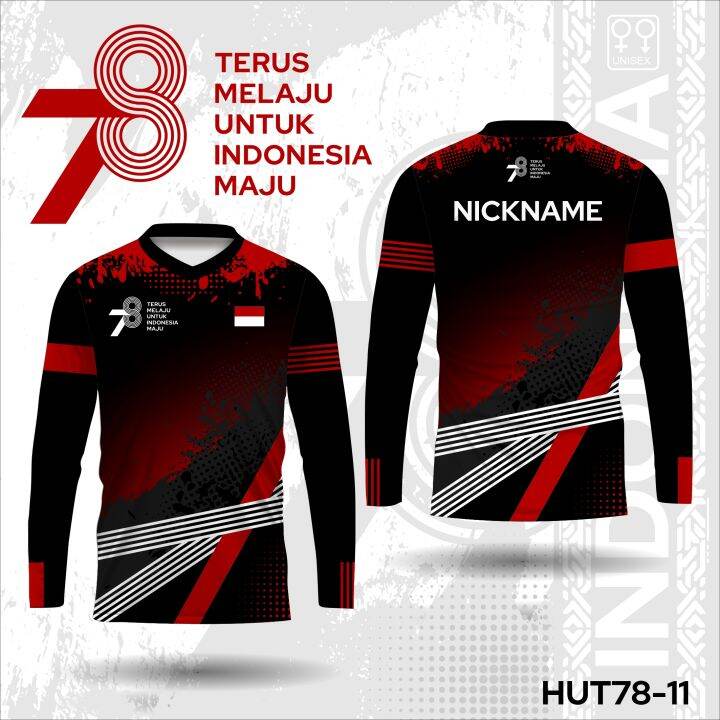 Kaos hut kemerdekaan ri ke 78 tahun 2023 baju dirgahayu indonesia jersey 17an lengan panjang ...