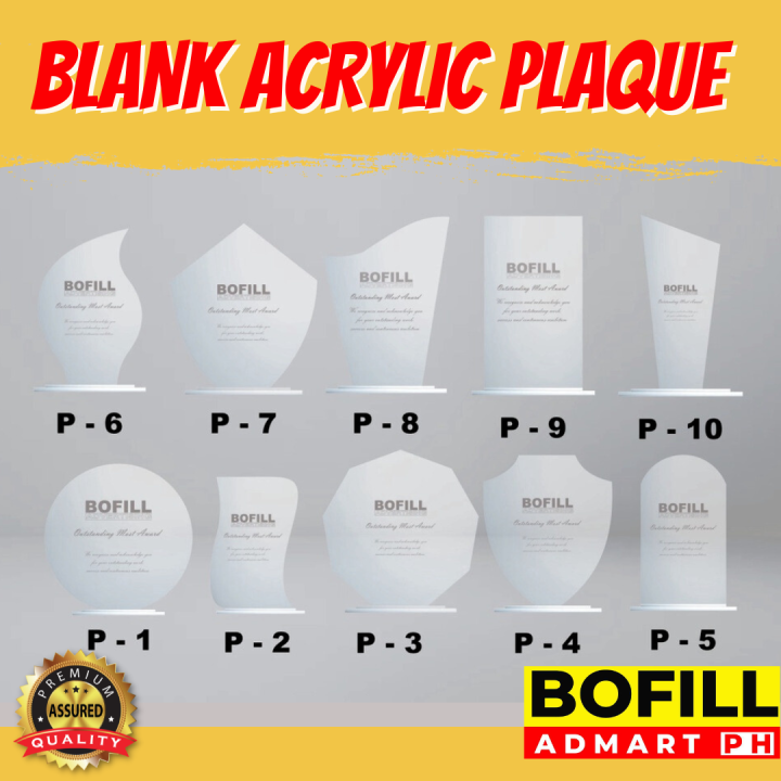 Plaque Blank Acrylic 7 INCHES 3mm for Company, School & Office Trophy ...