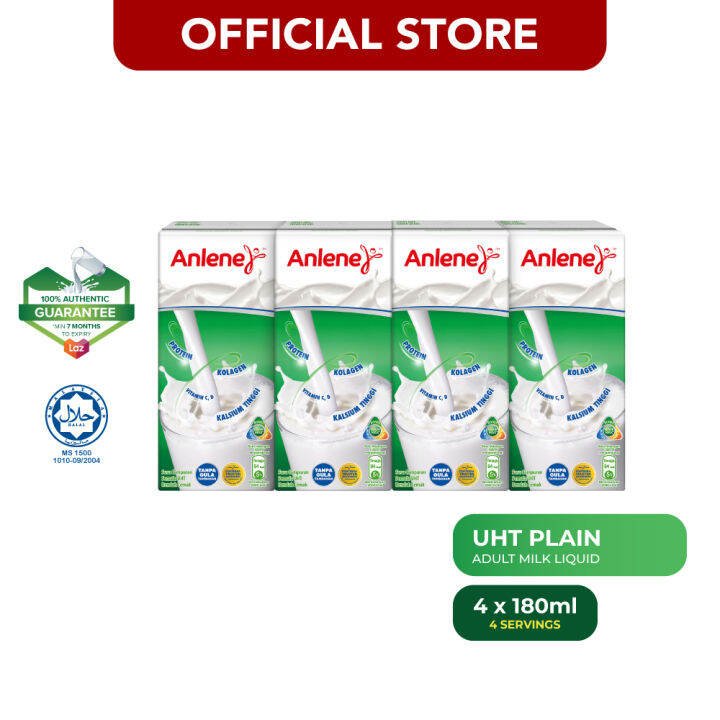 ANLENE High Calcium UHT Milk Plain (4 x 180ml) | Lazada