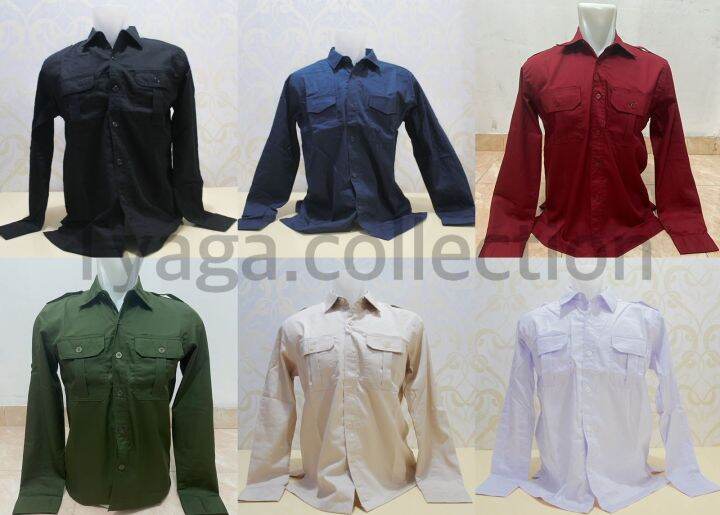 Seragam Kemeja Kantor Polos Lengan Panjang , Baju PNS, Baju Drill, Baju PDH | Lazada Indonesia