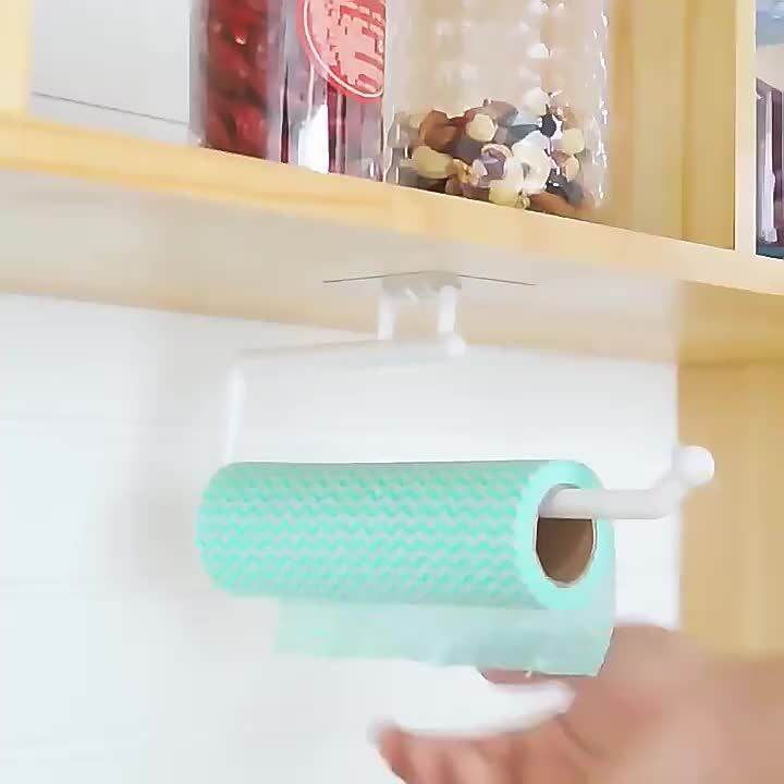 Kitchen Paper Roll Towel Rack Wall Mounted Bar Cabinet Dishcloth ...