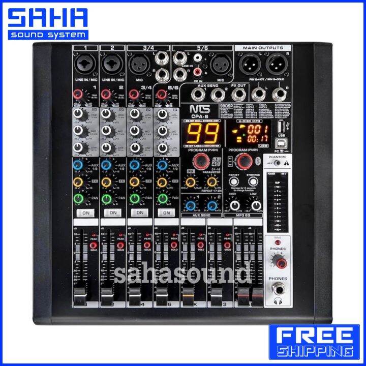 ส่งฟรี NTS CPA-6 POWERMIXER เพาเวอร์มิกเซอร์ 6 โมโนอินพุท 2 สเตอริโอ ...