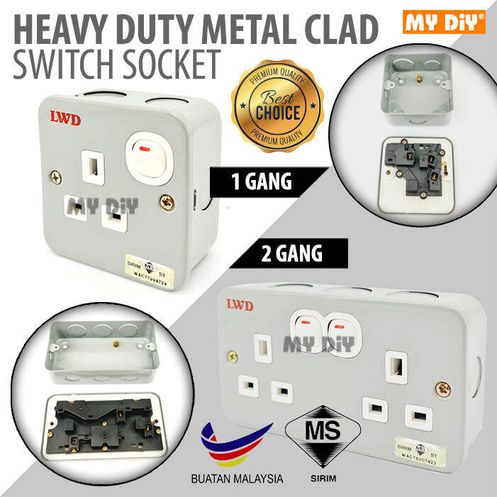 MYDIYHOMEDEPOT - HEAVY DUTY SIRIM LWD METAL SWITCH SOCKET 1 GANG 2 GANG ...