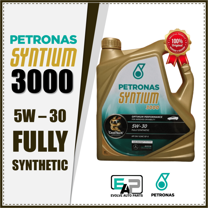 PETRONAS Syntium 3000 (5W-30 Fully Synthetic) 4 Liter Engine Oil with ...