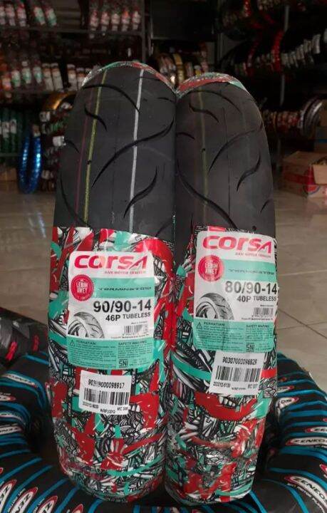 BAN CORSA TERMINATOR DEPAN BELAKANG UKURAN 90/80 SET 80/80 RING 14 ...