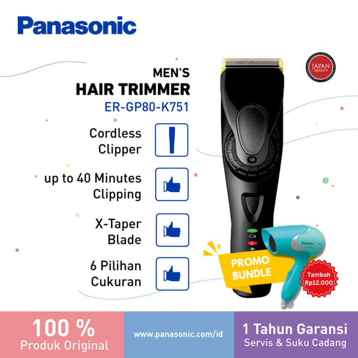 Panasonic ER-GP80-K751 Hair Trimmer [1 Hour Full Charge] - Black ...