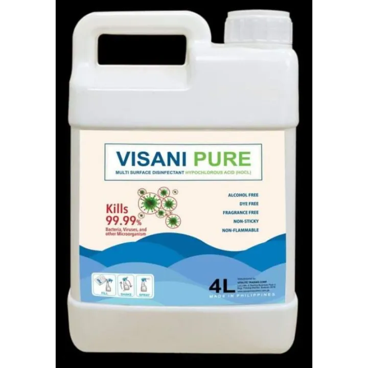 VISANI PURE Hypochlorous Acid 4L Gallon Alcohol Sanitizer and ...
