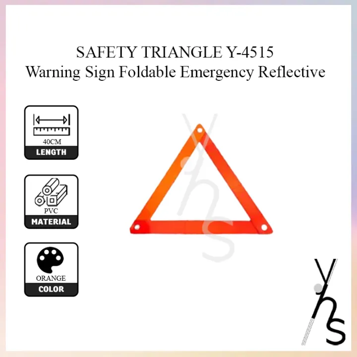 SAFETY TRIANGLE Y-4515 Warning Sign Foldable Emergency Reflective ...