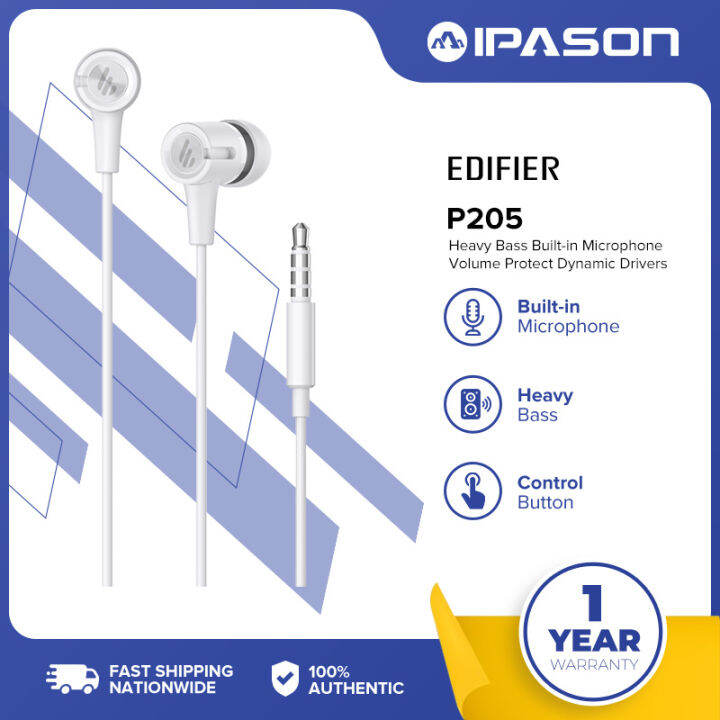 Edifier P205 earphone Heavy Bass Built-in Microphone Volume Protect ...