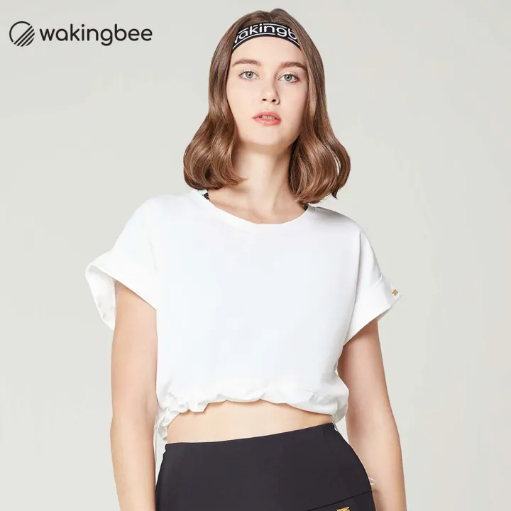 Wakingbee x Asava City Tee (White) เสื้อยืด คร้อป เอวจัมพ์รูด แขนล้ำ ผ้าแห้งไว ใส่สบาย สีสวยแมท ...