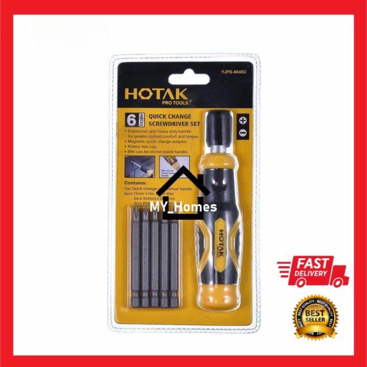 HOTAK Quick Change Screwdriver Set (6pcs) | Lazada