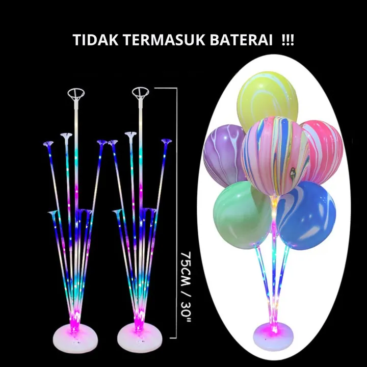 Stik Balon 7 in 1 LED dan NON LED/ Stik balon berdiri / tiang balon ...