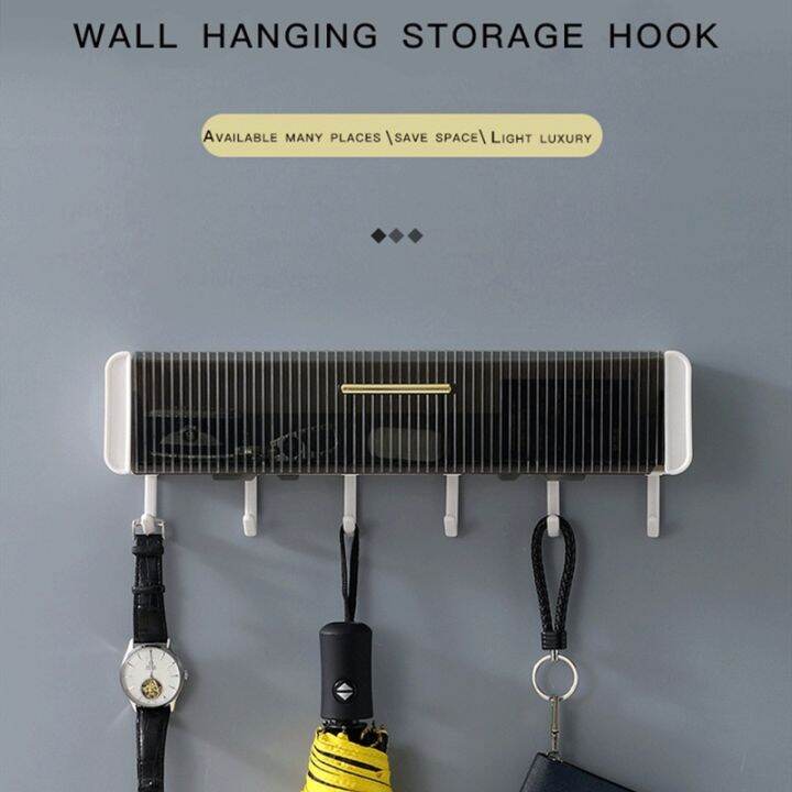 Wall Hanging Storage Box With Multiple Hooks Pull Out Compartment Space ...
