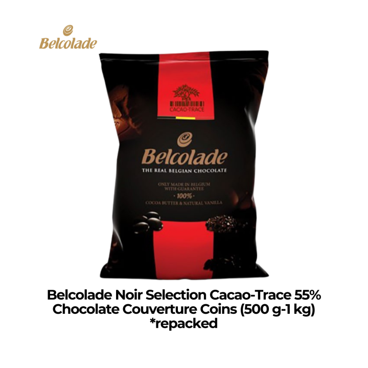 Belcolade Noir Selection Cacao-Trace 55% Chocolate Couverture Coins ...