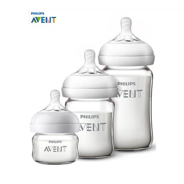 Genuine Philips AVENT Wide Neck Bottle Natural Baby Glass Milk Feeding ...