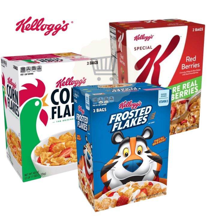 Kellogg's Breakfast Cereal Frosted Flakes/Red Berries/Corn Flakes Fat ...