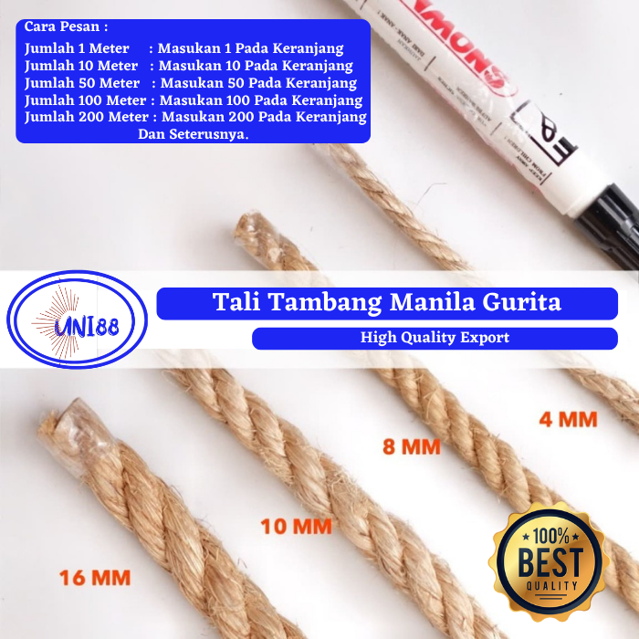 Tali Tambang Manila Kecil Sedang Besar Harga Per Meter Tali Goni Coklat ...