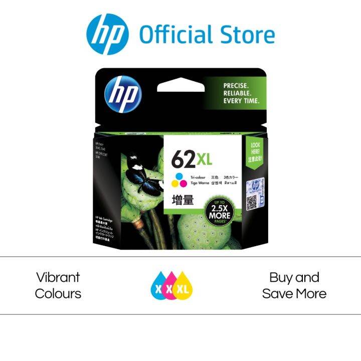 HP 62XL High Yield Black - Tri-Color Original Ink Cartridge | Lazada.co.th