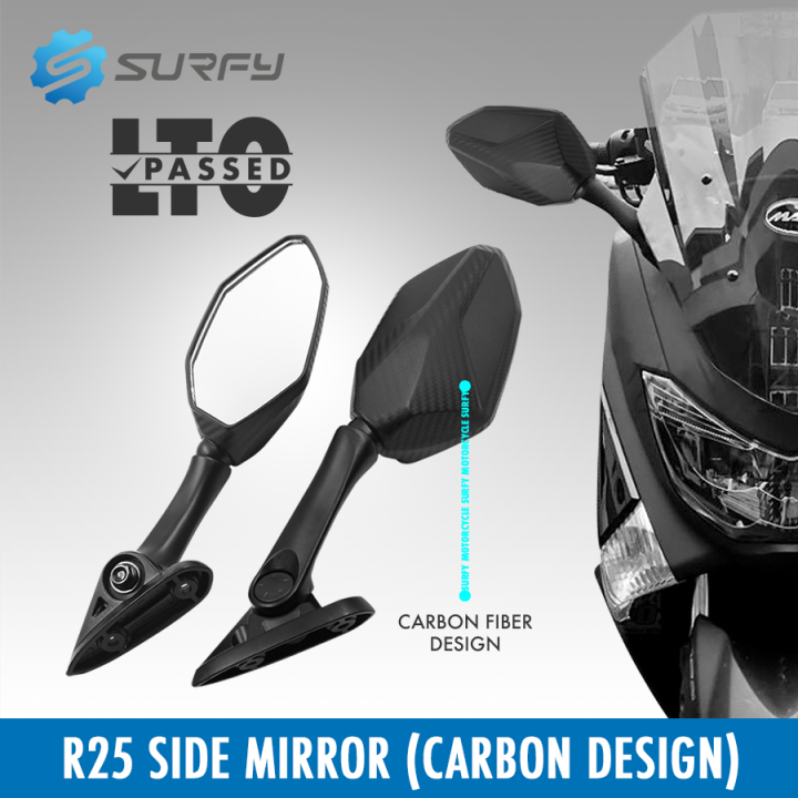 Nmax R25 Carbon Side Mirror New Design Clear Lens Short/Long Stem ...