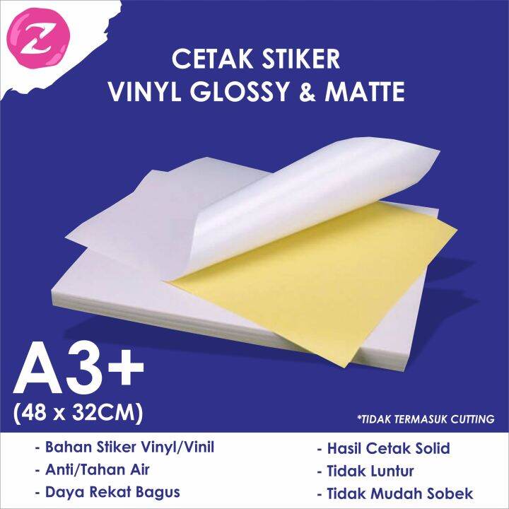 Cetak Sticker Vinyl/Vinil Glossy & Matte Lembaran A3+ (320mm x 480mm ...