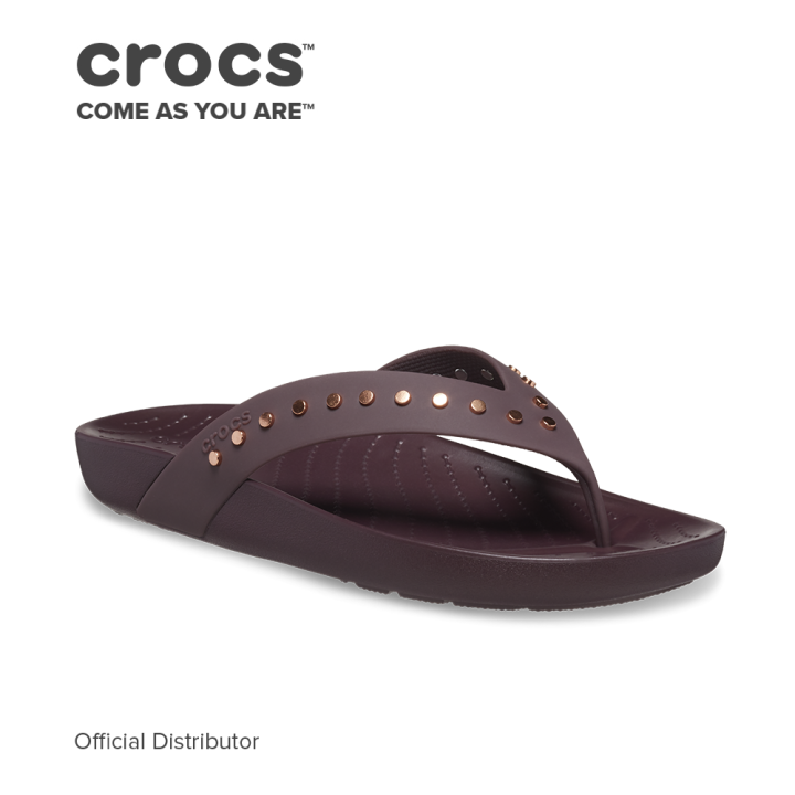 Crocs Women's Splash Studded Flip in Dark Cherry | Lazada PH