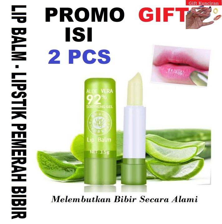 ( PAKET PROMO 2 PCS ) Lip Balm Aloe Vera 99% Meover / Lipstick ...