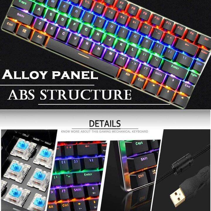 FELICON Mechanical Keyboard, 82 Keys Compact Rainbow Blacklight Wired ...
