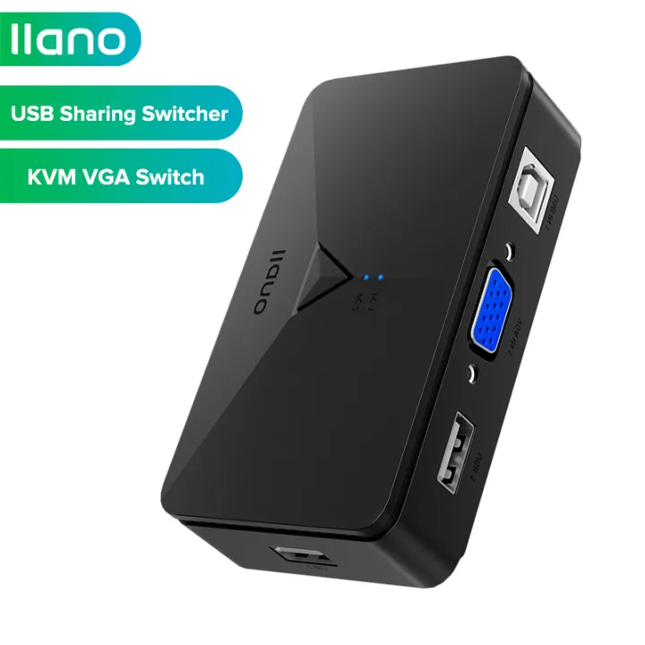 llano KVM VGA Switch 2 In 1 Out USB Selector Sharing Switcher Drive ...