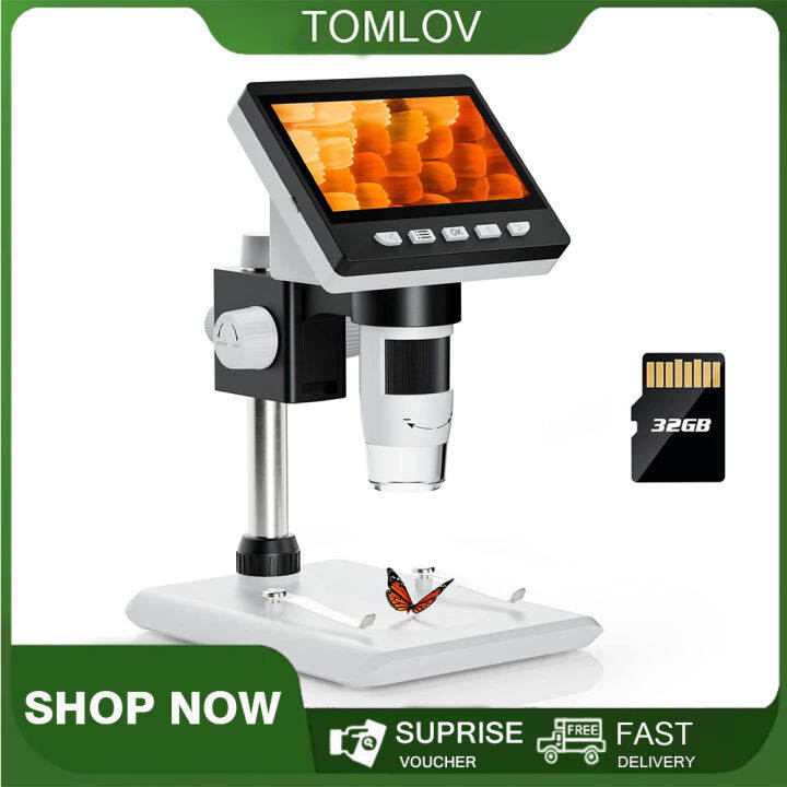 TOMLOV Coin Microscope Digital Microscope 32GB, 1000x 4.3 Inch LCD ...