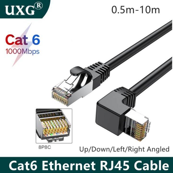 10m 8m 5m 3m 1m RJ45 cable 26AWG CAT6 UTP Side Angled L Shape RJ45 ...