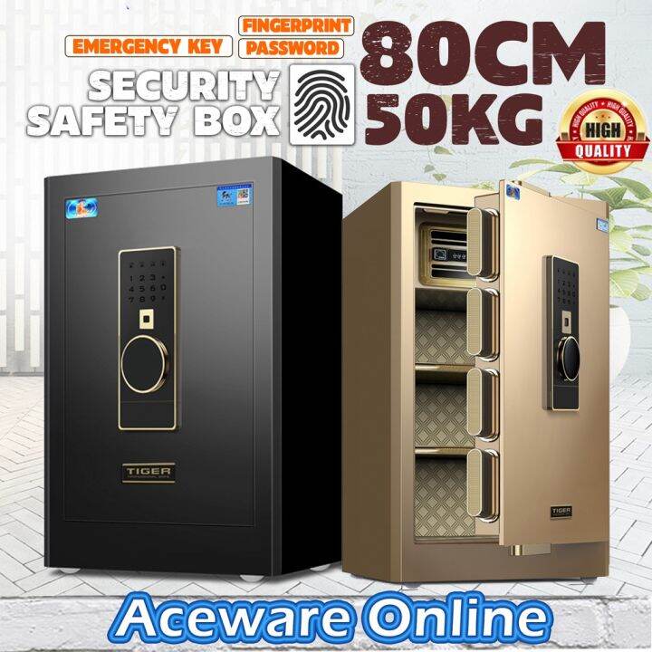 80CM Safety Box Fingerprint Digital Safety Box Money Box With Lock Safe Box Home Peti Besi ...