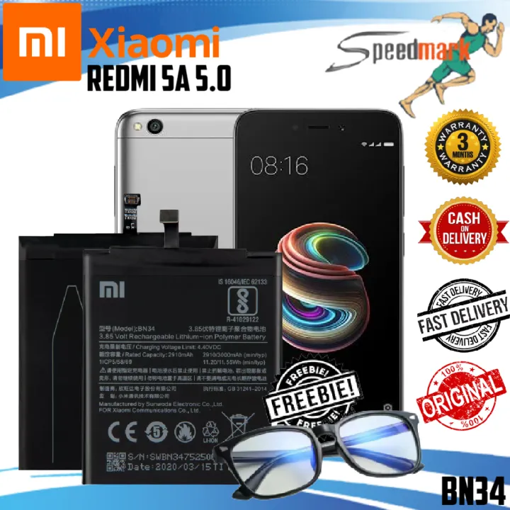 XIAOMI Redmi 5a 5.0 Battery Original, Model BN34 Capacity (3000mAh ...