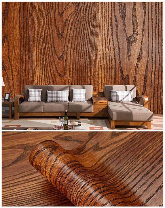 Wallpaper Dinding Kayu Serat Coklat Baru 10m X 45cm Lazada Indonesia