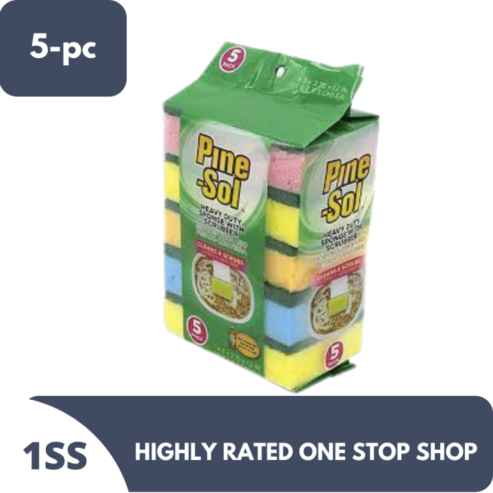 Pine-sol Heavy Duty Sponge with Scrubber 5-Pack | Lazada PH