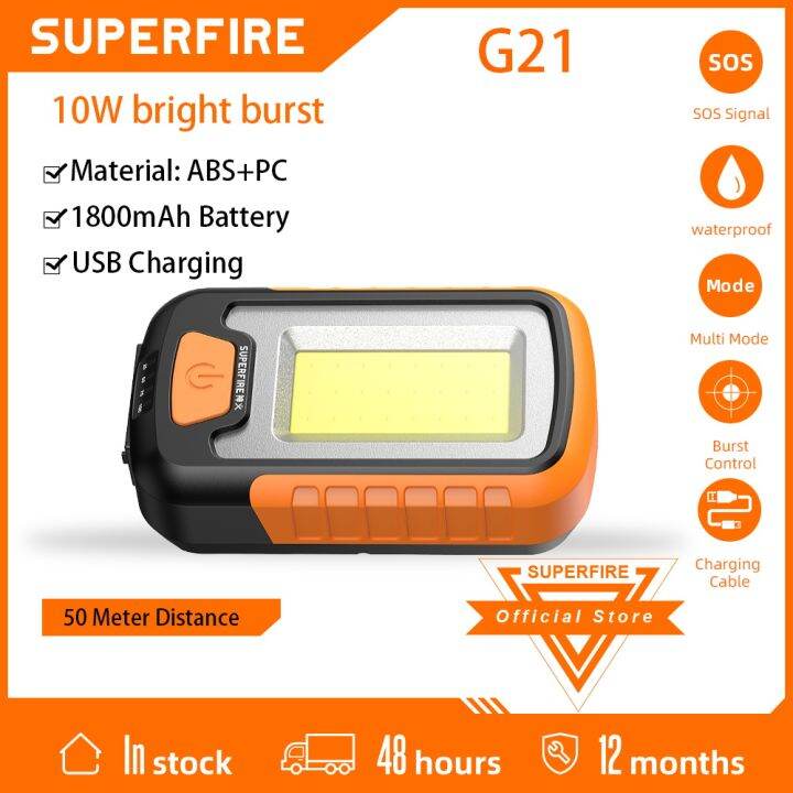 SUPERFIRE G21 Magnet Flashlight Rechargeable Emergency Light Auto ...