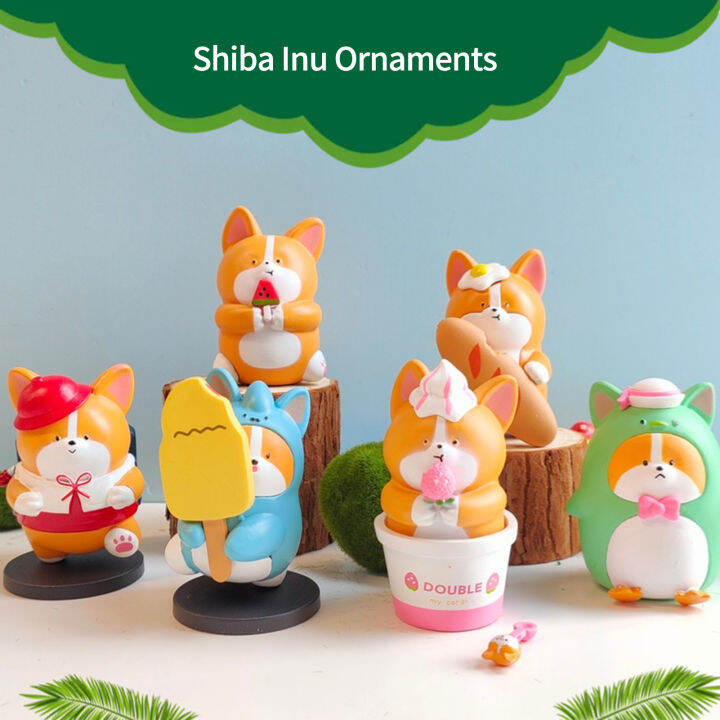 Microgood เครื่องประดับชิบะอินุ6ชิ้นลายการ์ตูนสีสันสดใสเหมือนจริงภาพสัตว์รูปร่างยอดเค้กแบบ DIY ...