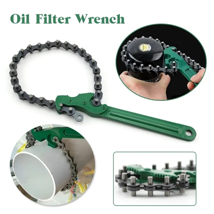 9 Inch Heavy Duty Ratcheting Chain Wrench Reversible Oil Filter Tool ...