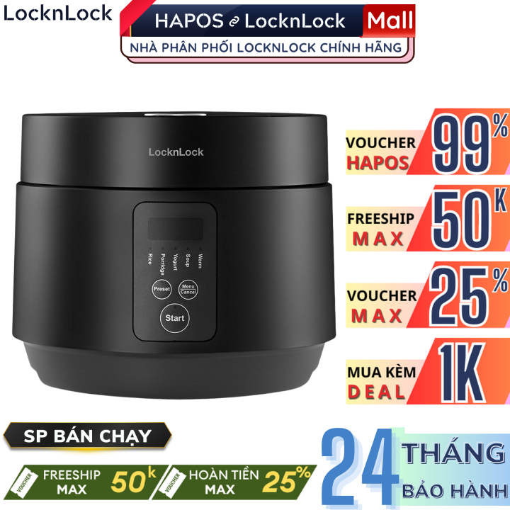 Nồi cơm điện mini LocknLock Compact Rice Cooker 1.2L EJR346BLK - HAPOS ...