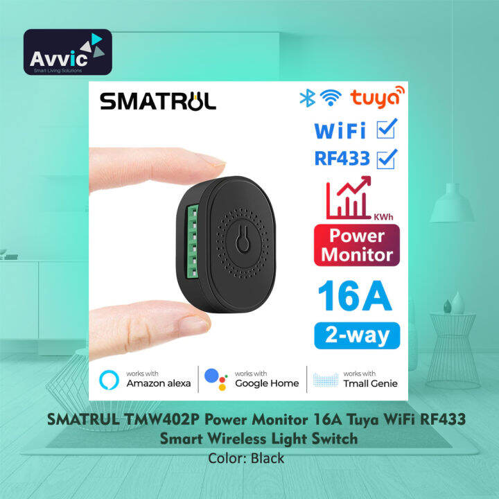 SMATRUL Mini TMW402P Power Monitor Modul Saklar Pintar 16A Tuya WiFi RF433 TwoWay Smart ...