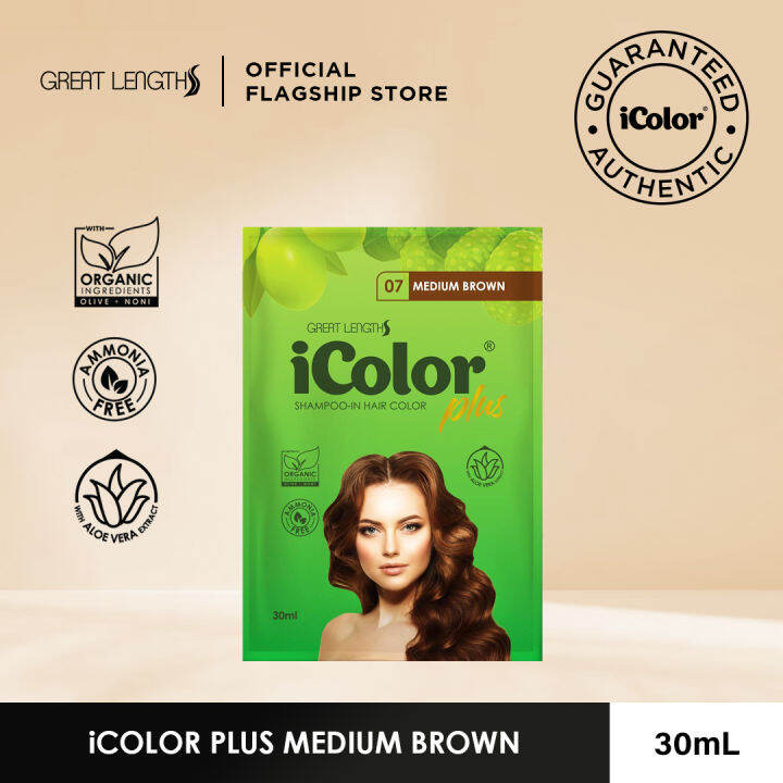 iColor Plus Shampoo-In Hair Color Medium Brown 30ml Sachet | Lazada PH